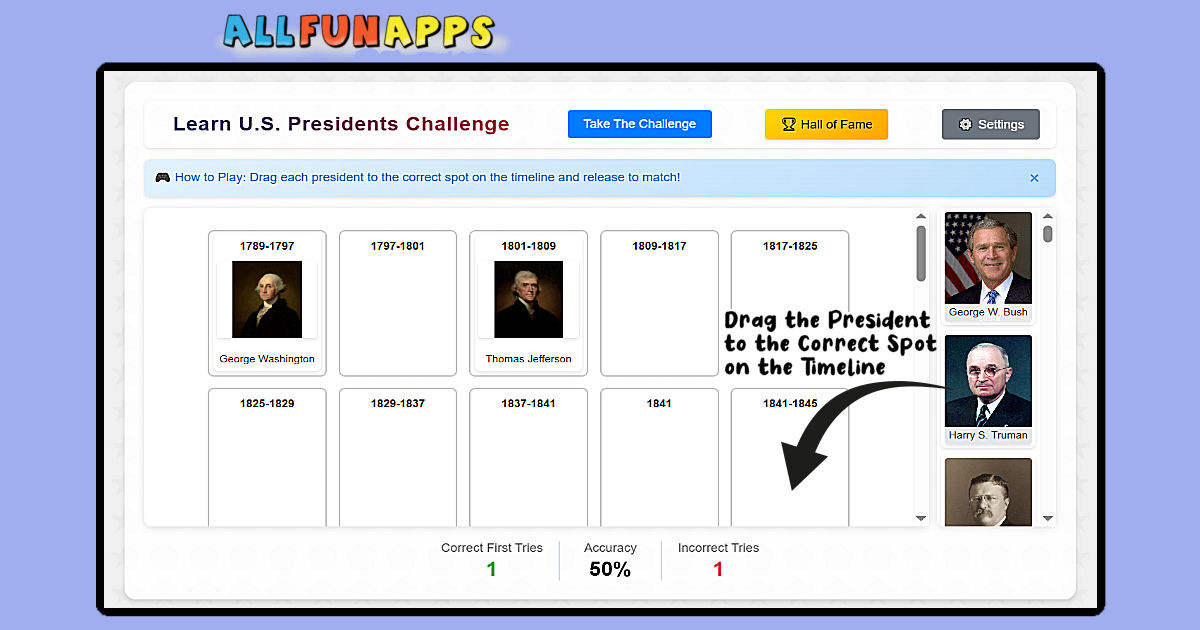 Learn U.S. Presidents Challenge